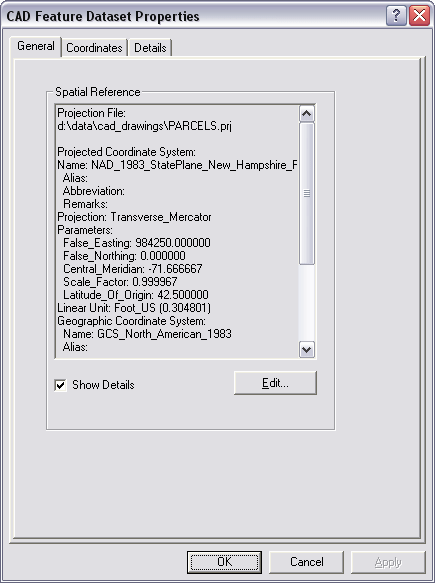 Arcgis Desktop Help 9 2 Accessing Cad Dataset Properties In Arccatalog