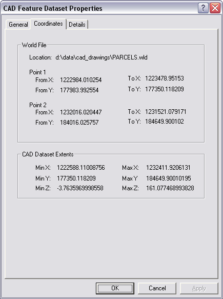 ArcGIS Desktop Help 9.2 - Accessing CAD dataset properties in ArcCatalog