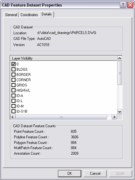 ArcGIS Desktop Help 9.2 - Accessing CAD dataset properties in ArcCatalog