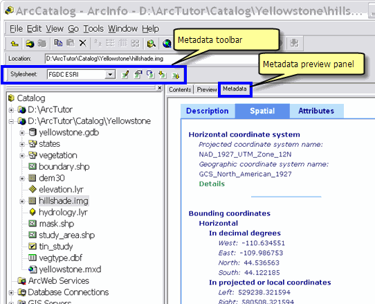 ArcGIS Desktop Help 9.2 - Workspace and dataset management with ArcCatalog