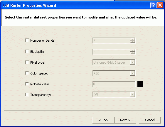 ArcGIS Desktop Help 9.3 - Editing properties of raster data in an image ...