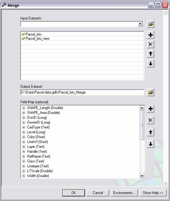 ArcGIS Desktop Help 9.3 - Using the Merge tool