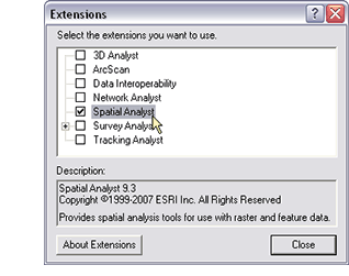 ArcGIS Desktop Help 9.3 - Enabling the Spatial Analyst extension