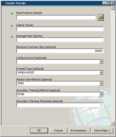 ArcGIS Desktop Help 9.3 - Building a terrain dataset with geoprocessing ...