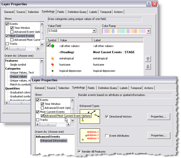 ArcGIS Desktop Help 9.3 - Symbolizing most current event